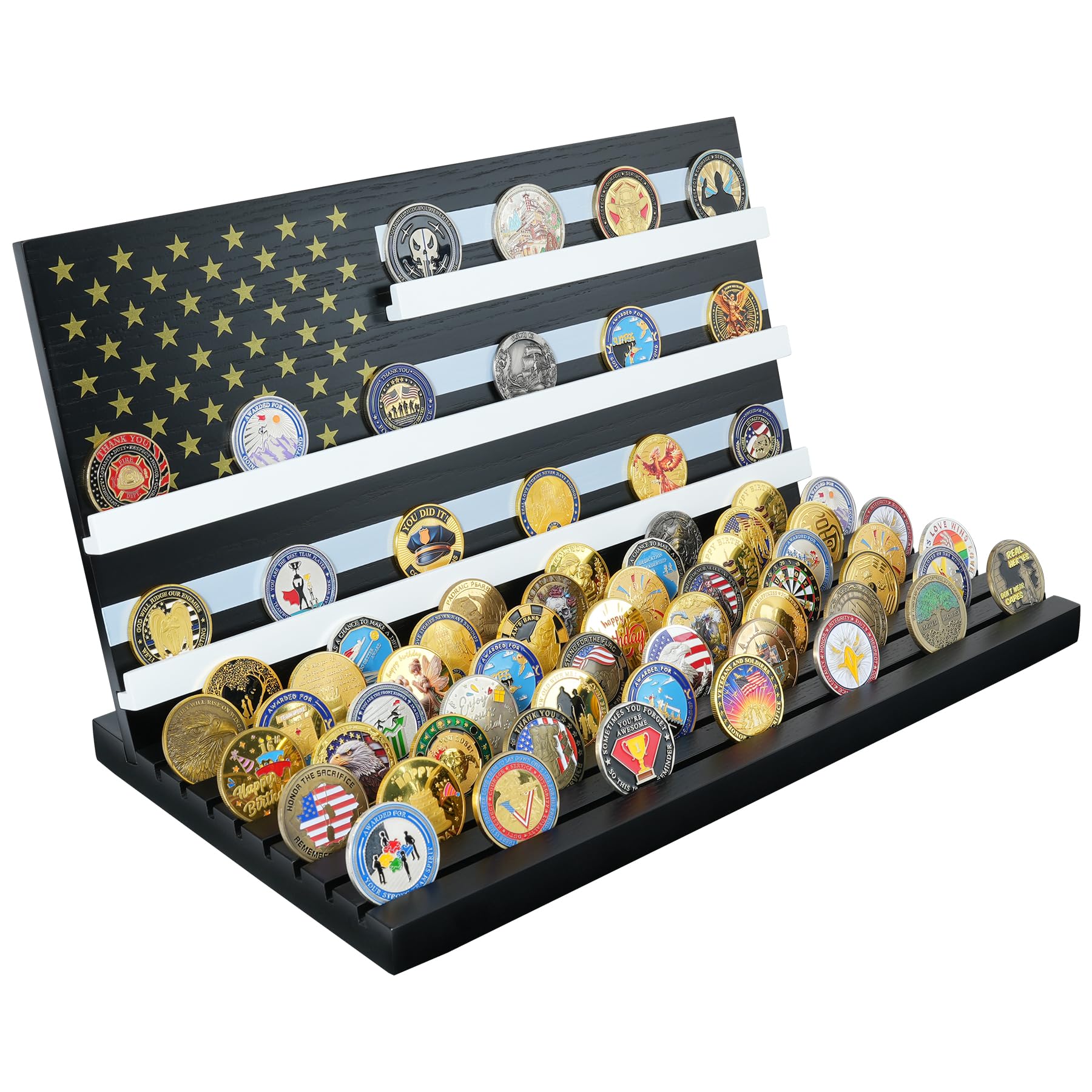 Amazon.com: TJWZXX Large Challenge Coin Display Stand, 11 Rows Wooden ...