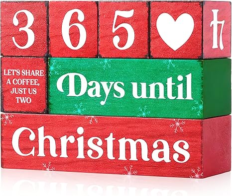Amazon.com: Gleegreets 365 Days Christmas Countdown Wooden Tiered Tray ...