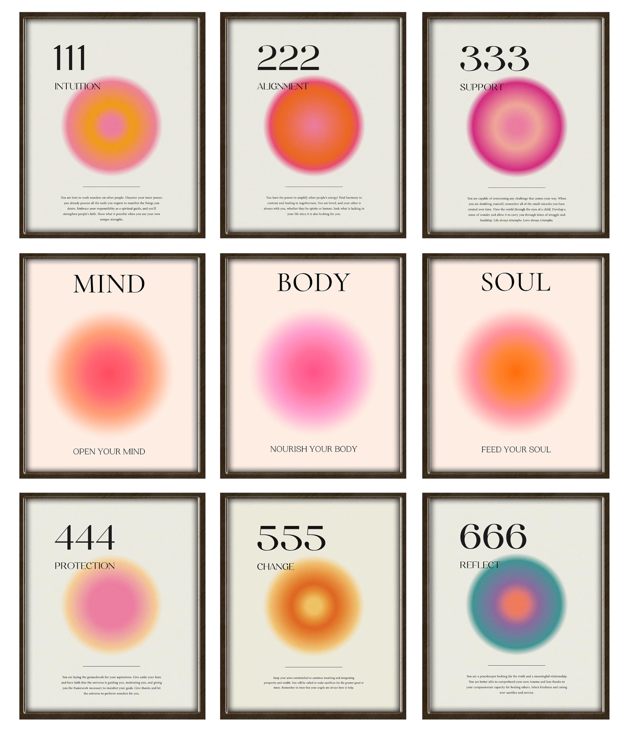 EDUS Angel Number Posters, Aura Poster for Room Aesthetic Wall Decor ...
