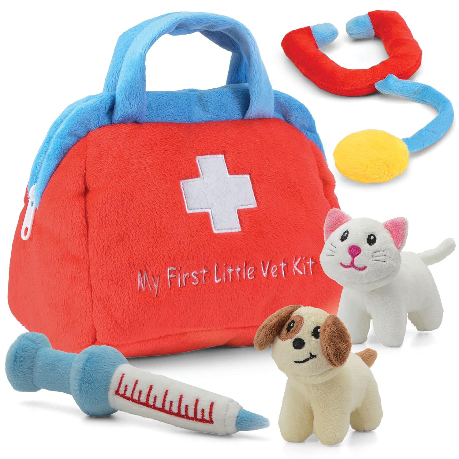 My First Vet Kit Plush Playset with Plush Dog Cat and Vet Bag : Amazon ...