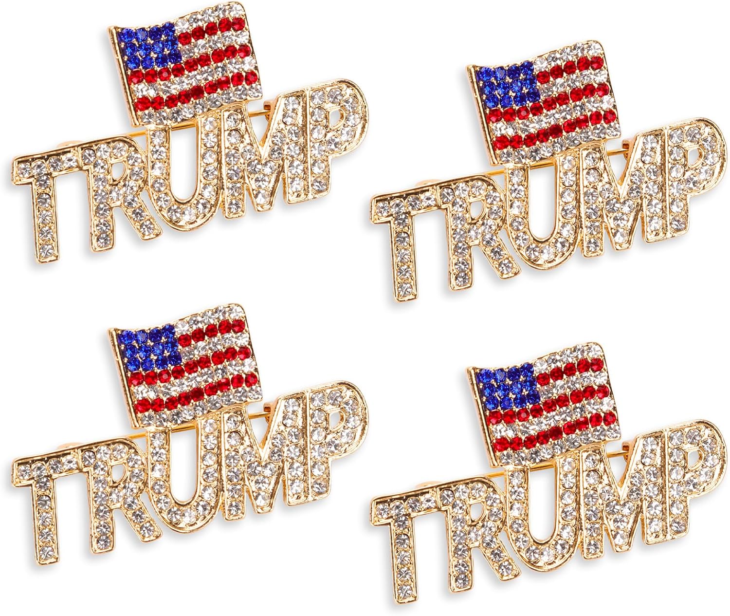 Amazon.com: Mikovivi 4pcs Trump Pin with United States Flag, Crystal ...