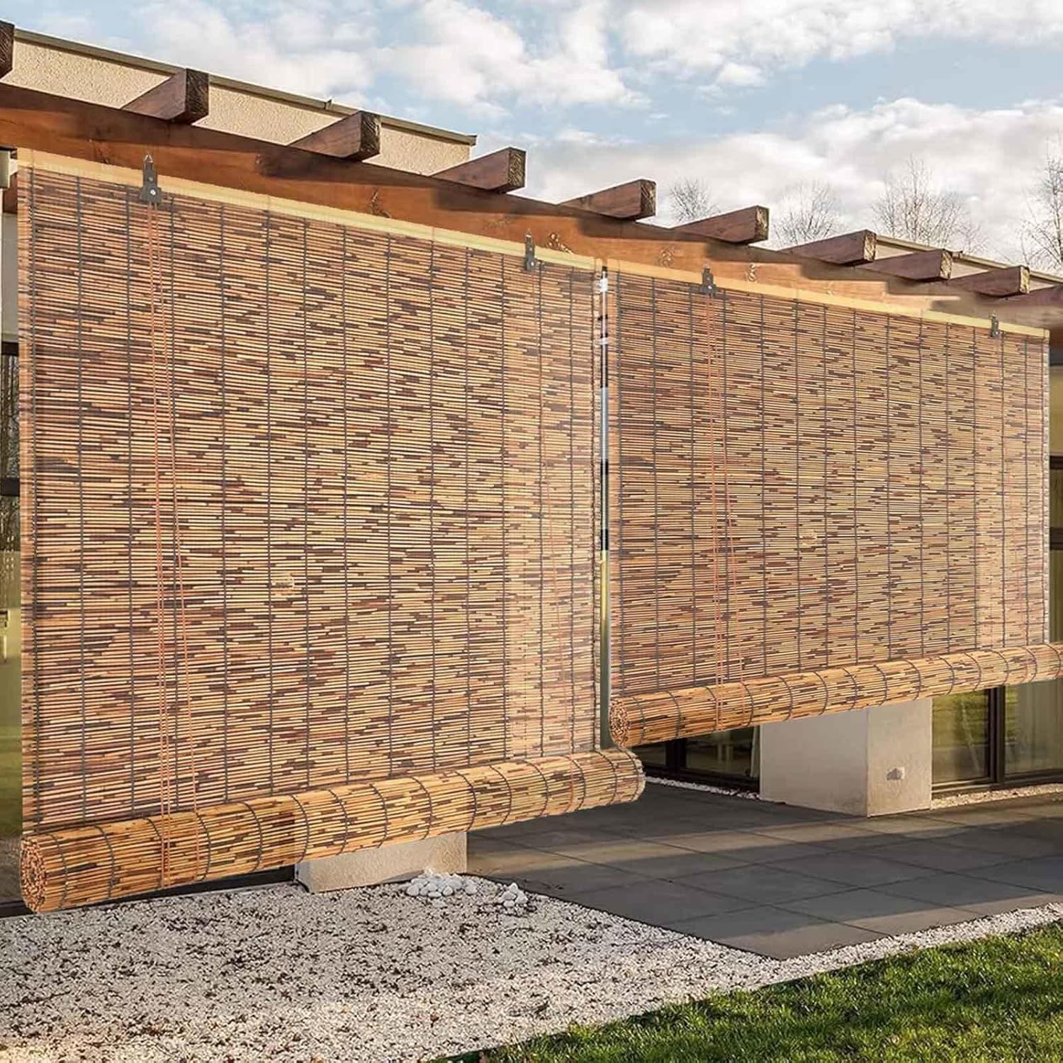 Reed Blinds External,Natural Bamboo Roller Blinds,Sun Shades With ...