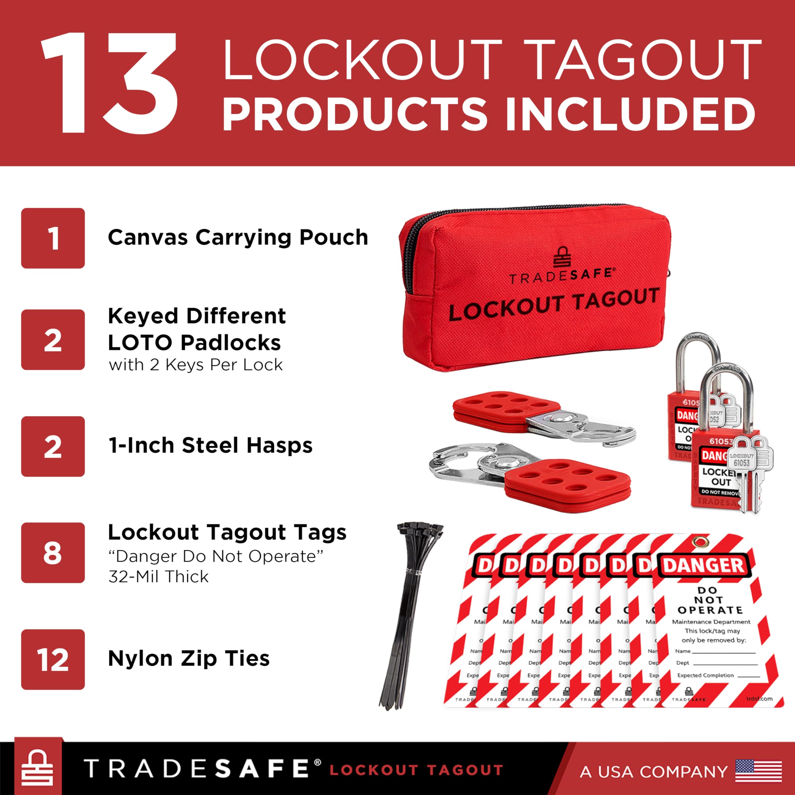 Lock Out Tag Out Locks And Keys TRADESAFE Lockout TAGOUT KIT With Hasps ...