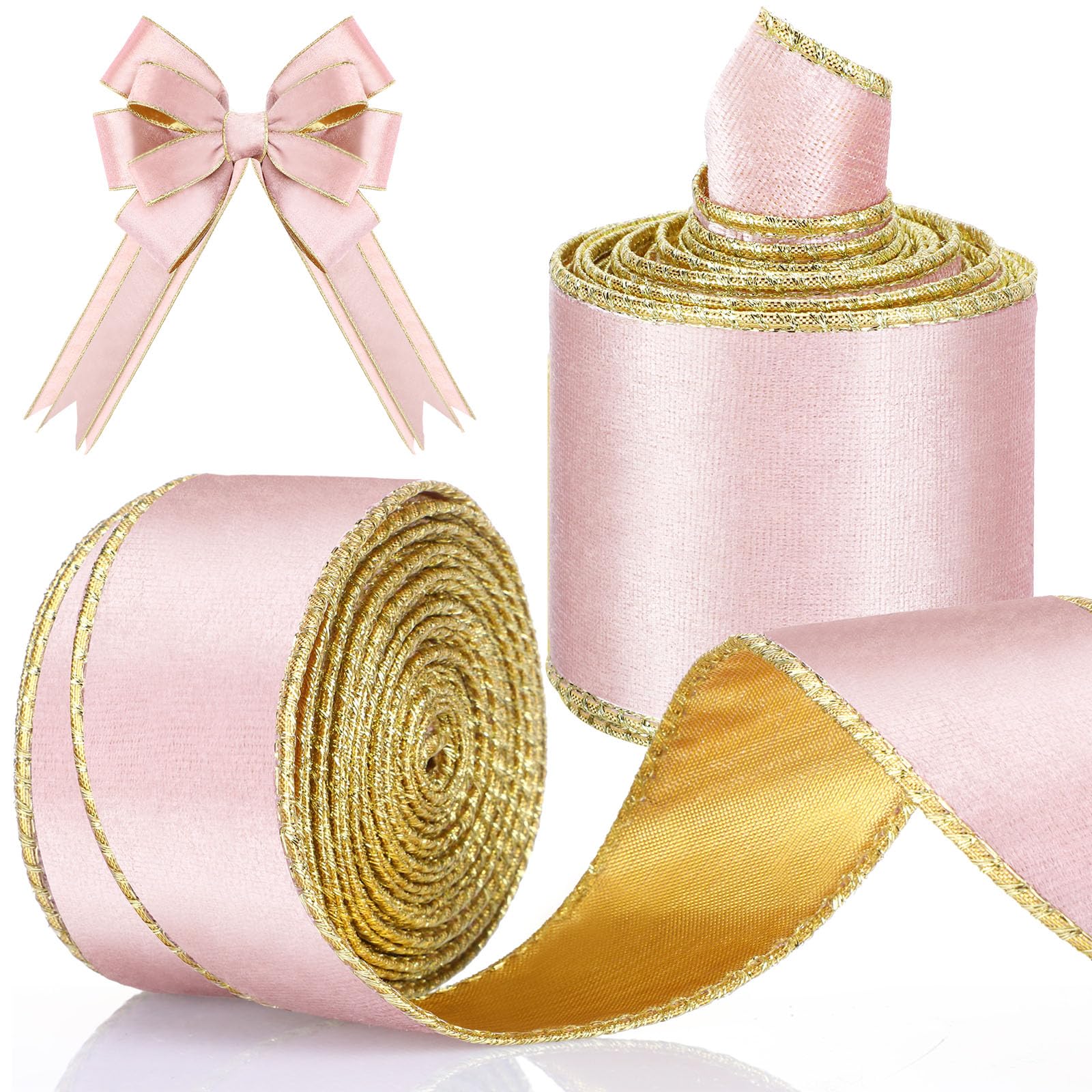Amazon.com: Riceshoot 2 Rolls Valentine's Day Velvet Wired Ribbon 1.5 ...