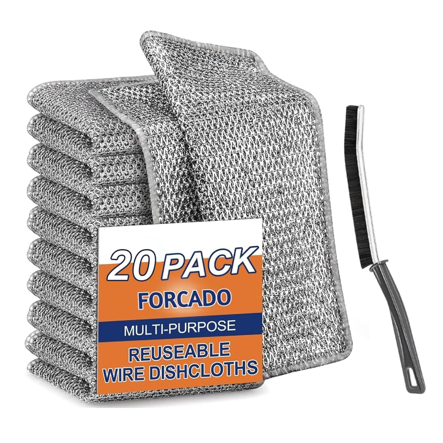 Pack 20 of Non Scratch Dish Wash Cloth, Two Layer Mesh Wire Dish Cloth ...