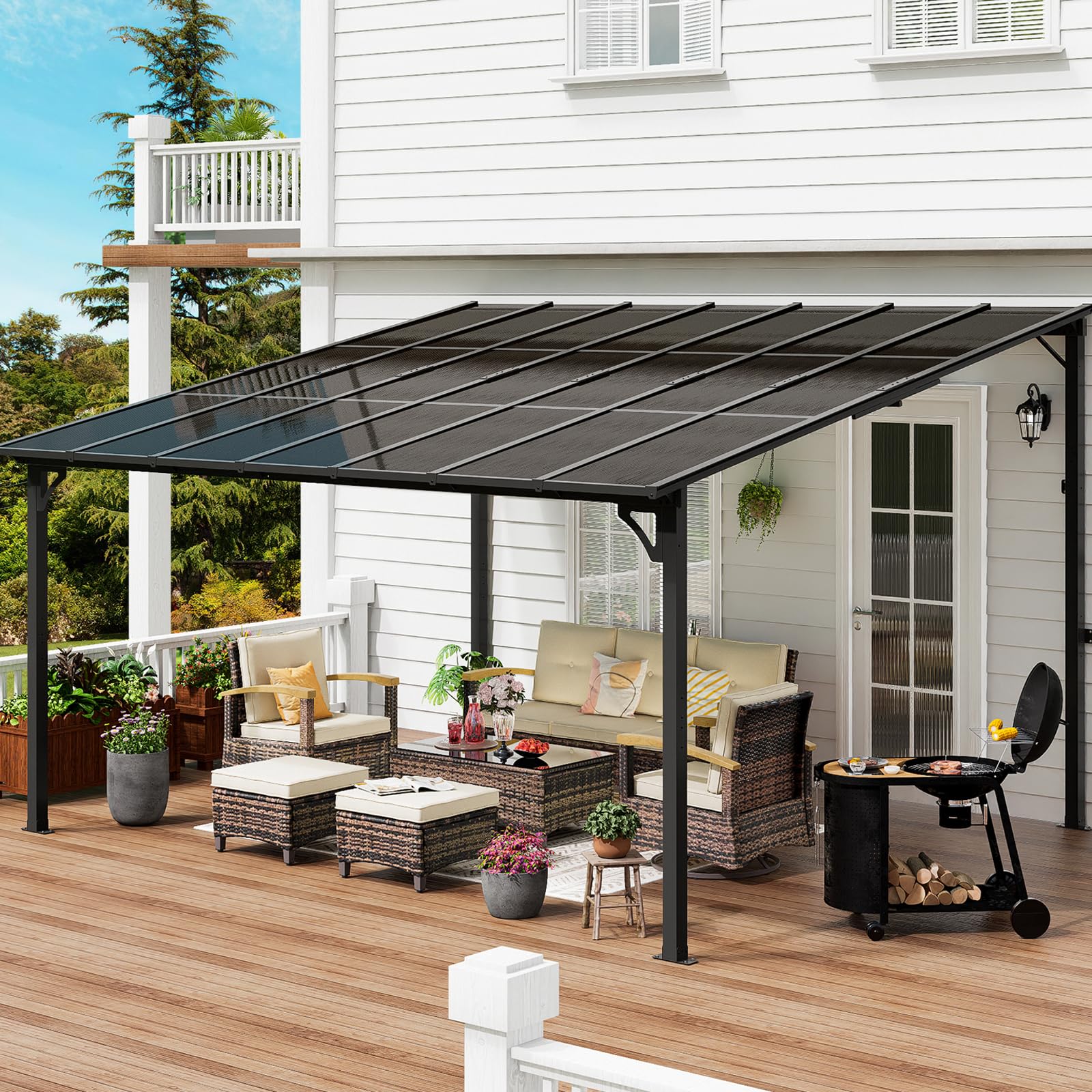 Amazon.com : MEISSALIVVE 12' x 14' Gazebo, Wall Mounted Gazebo, Lean to ...