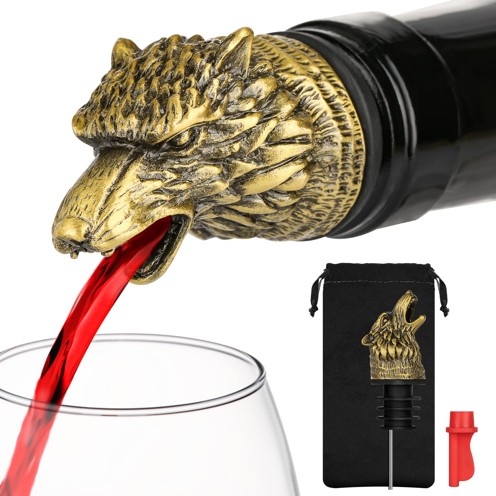 LULLEA Wolf Head Wine Pourer - Unique Design with Food-Grade Silicone ...