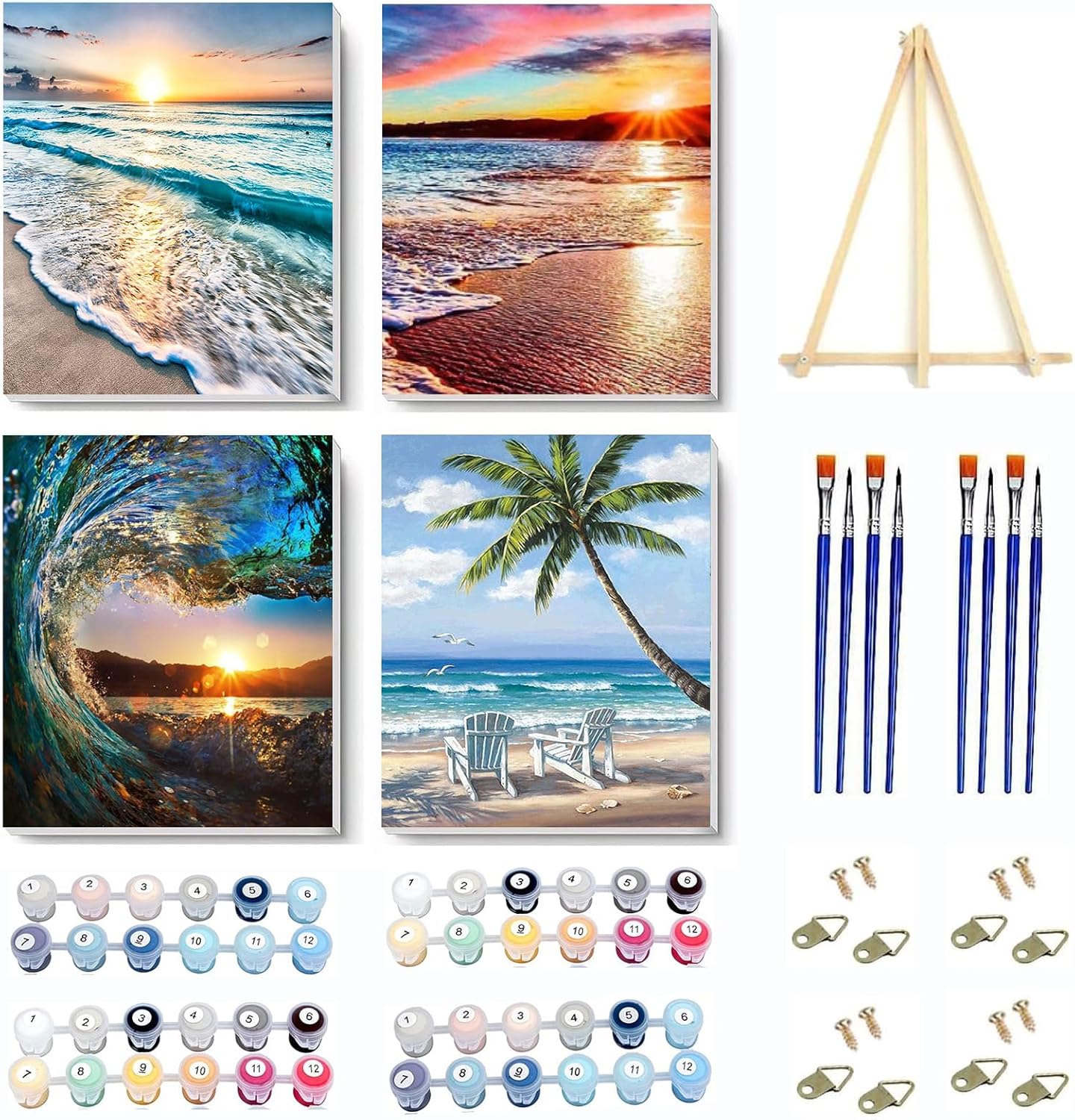 Amazon.com: 4 Pack Paint by Numbers Kit for Adults Framed Canvas - with ...