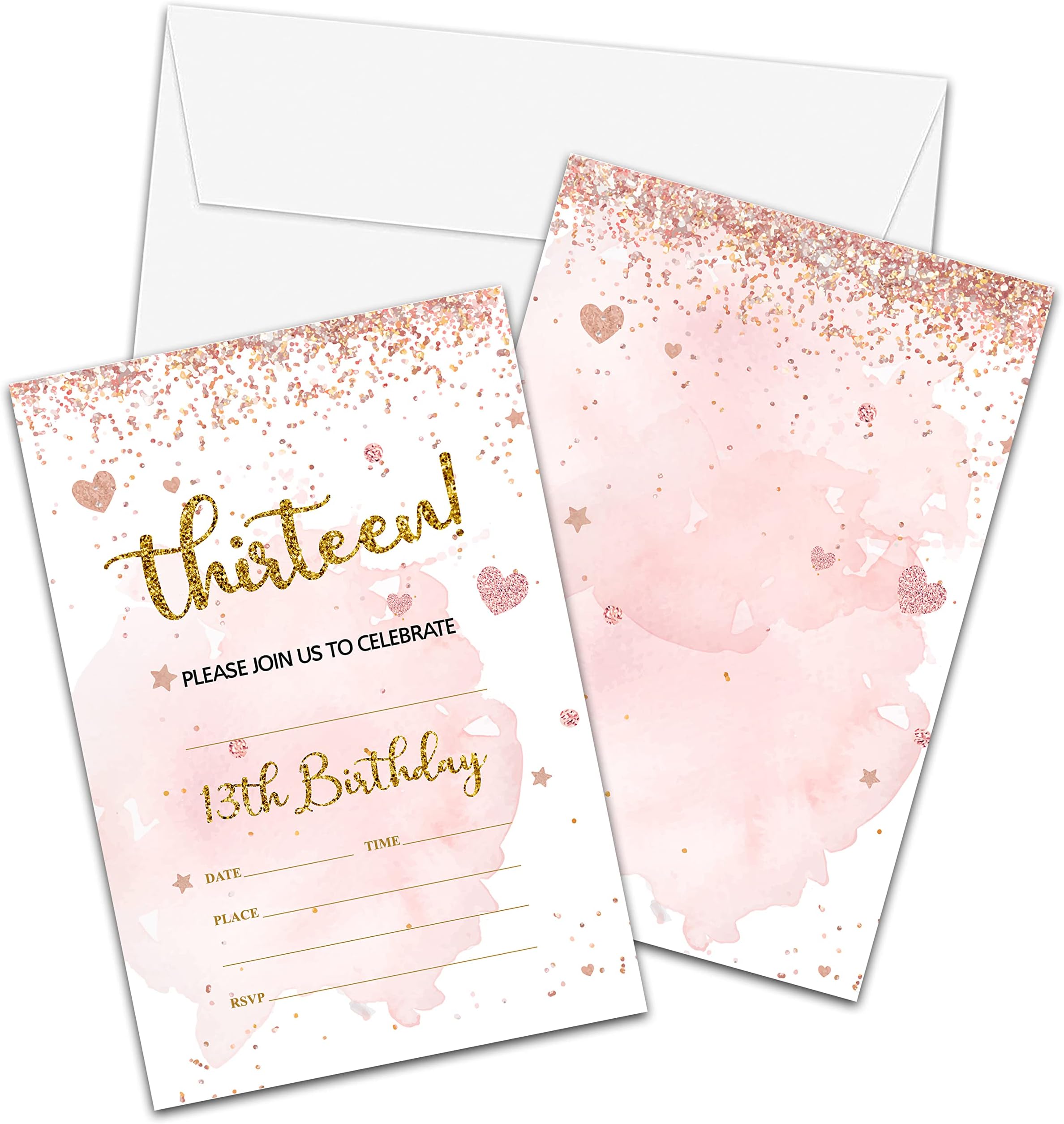 Amazon.com : Disfuco Thirteen Birthday Party Invitations for Girls Boys ...
