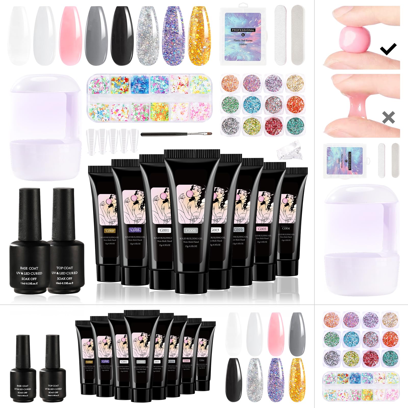 Amazon.com: Solid Builder Gel for Nails 8 Colors Hard Gel for Nails Non ...