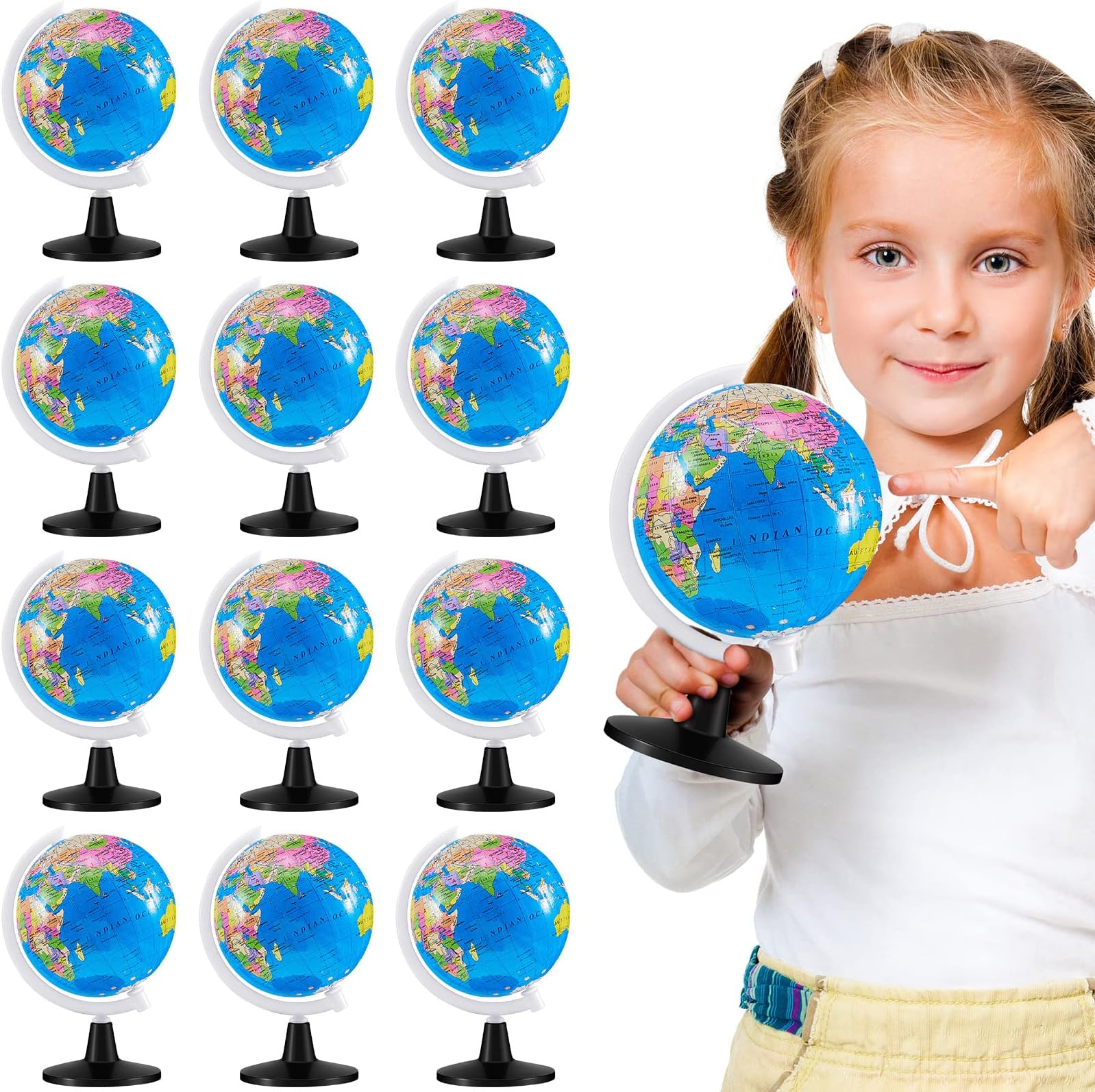Amazon.com: Peohud 2 Pack World Globe with Stand, 5.5 Inches ...