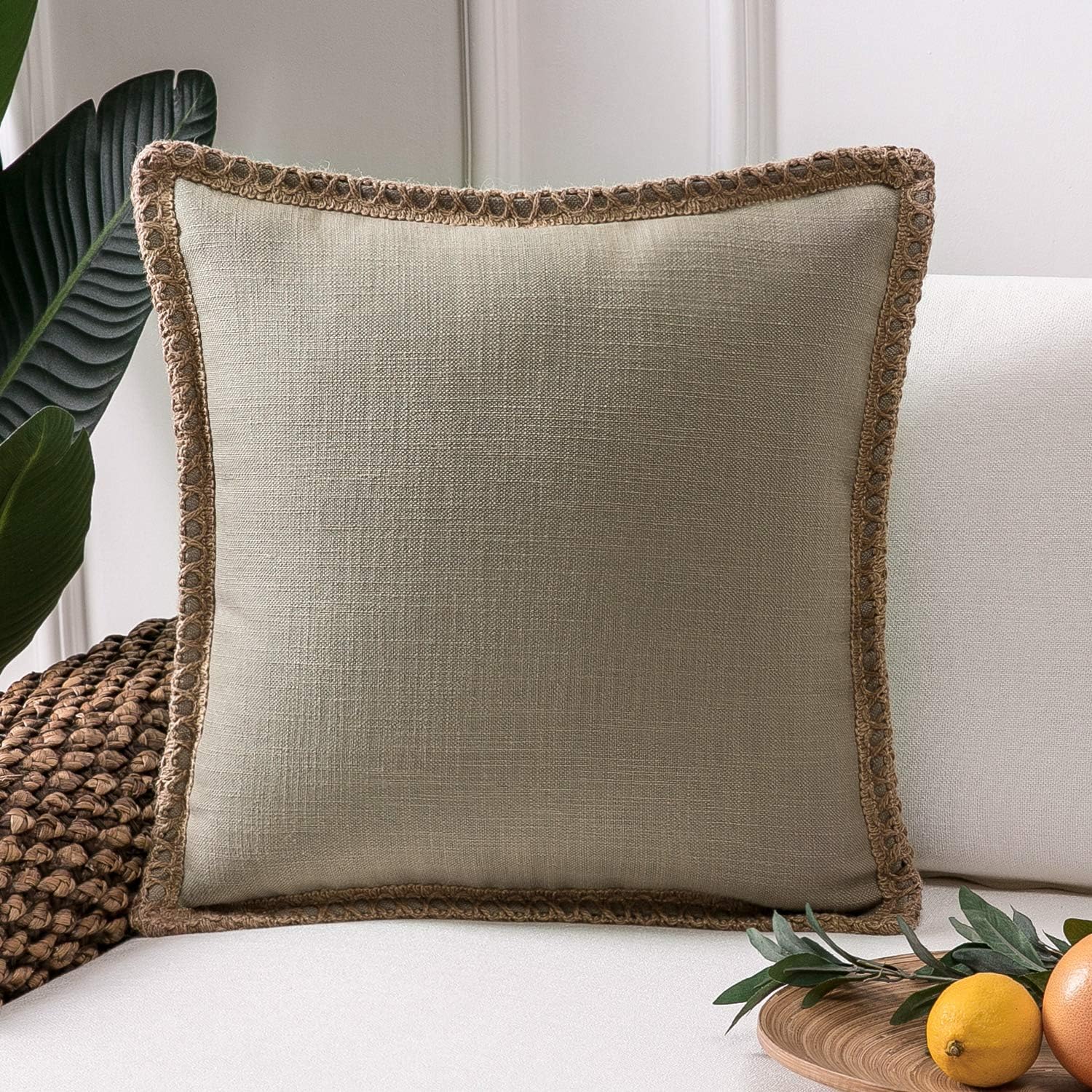 Amazon.com: Phantoscope Farmhouse Solid Throw Decorative Pillow Cover ...