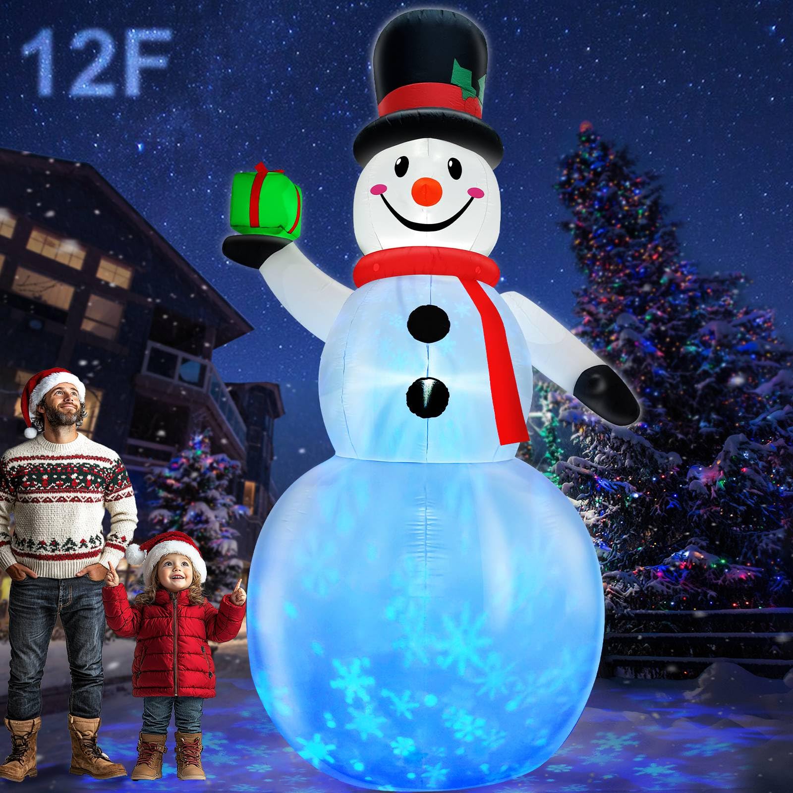 Amazon.com: Rotating Snowflake Lights 12 Ft Giant Christmas Inflatables ...