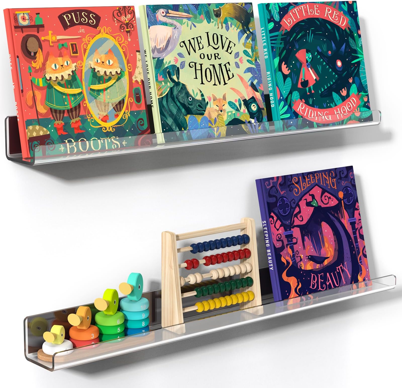 Amazon.com: NiHome Magnetic White Acrylic Book Shelves 2-Pack, 17'' for ...