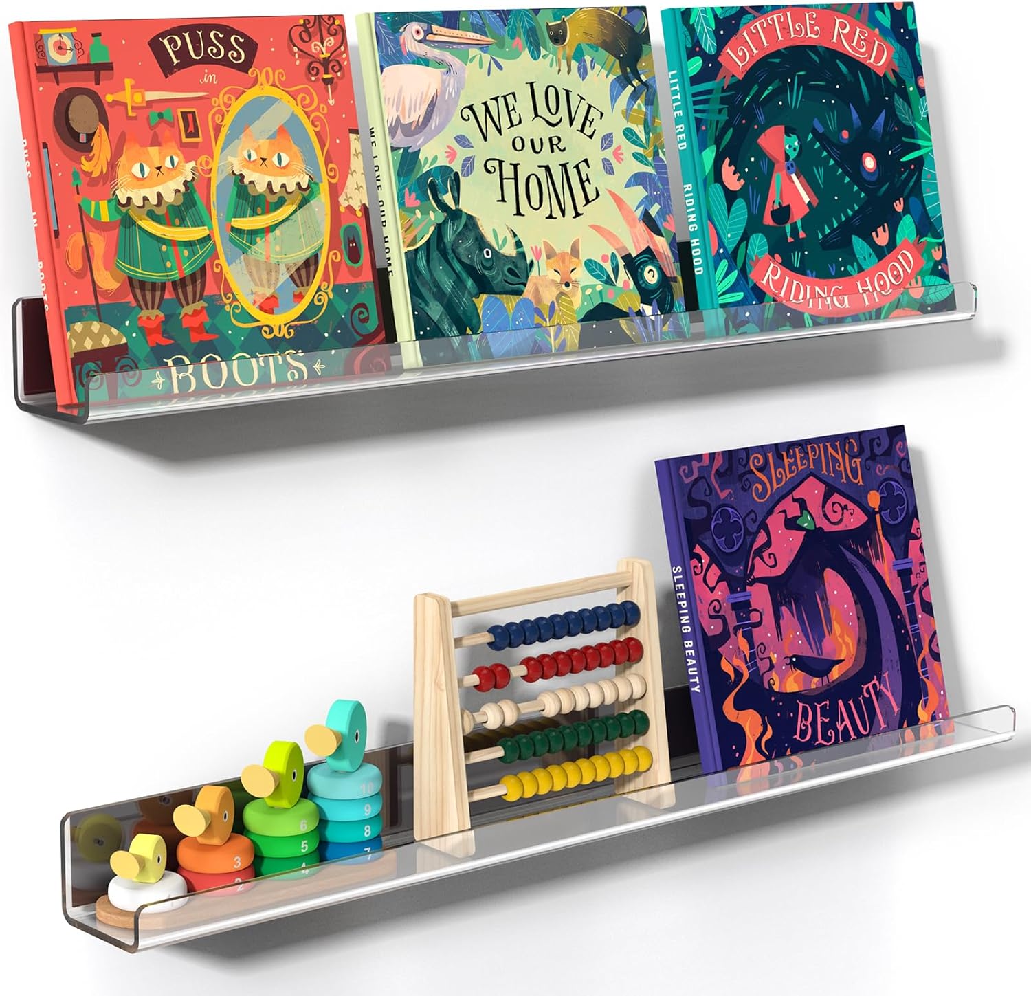 Amazon.com: NiHome Clear Magnetic Acrylic Book Shelves 2-Pack, 24'' for ...