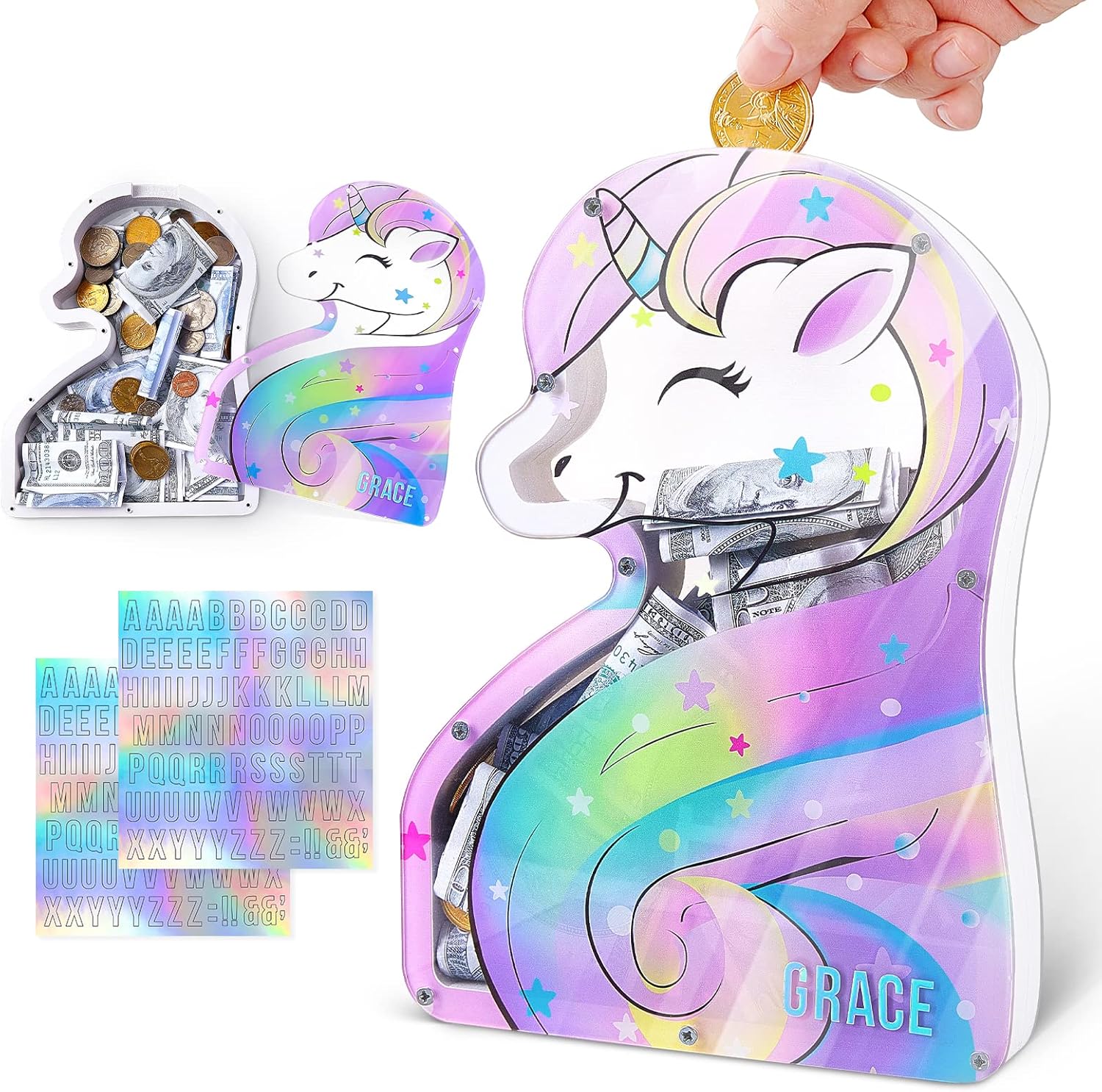 Amazon.com : Piggy Bank Girls Unicorn Piggy Banks for Kids Cute Money ...