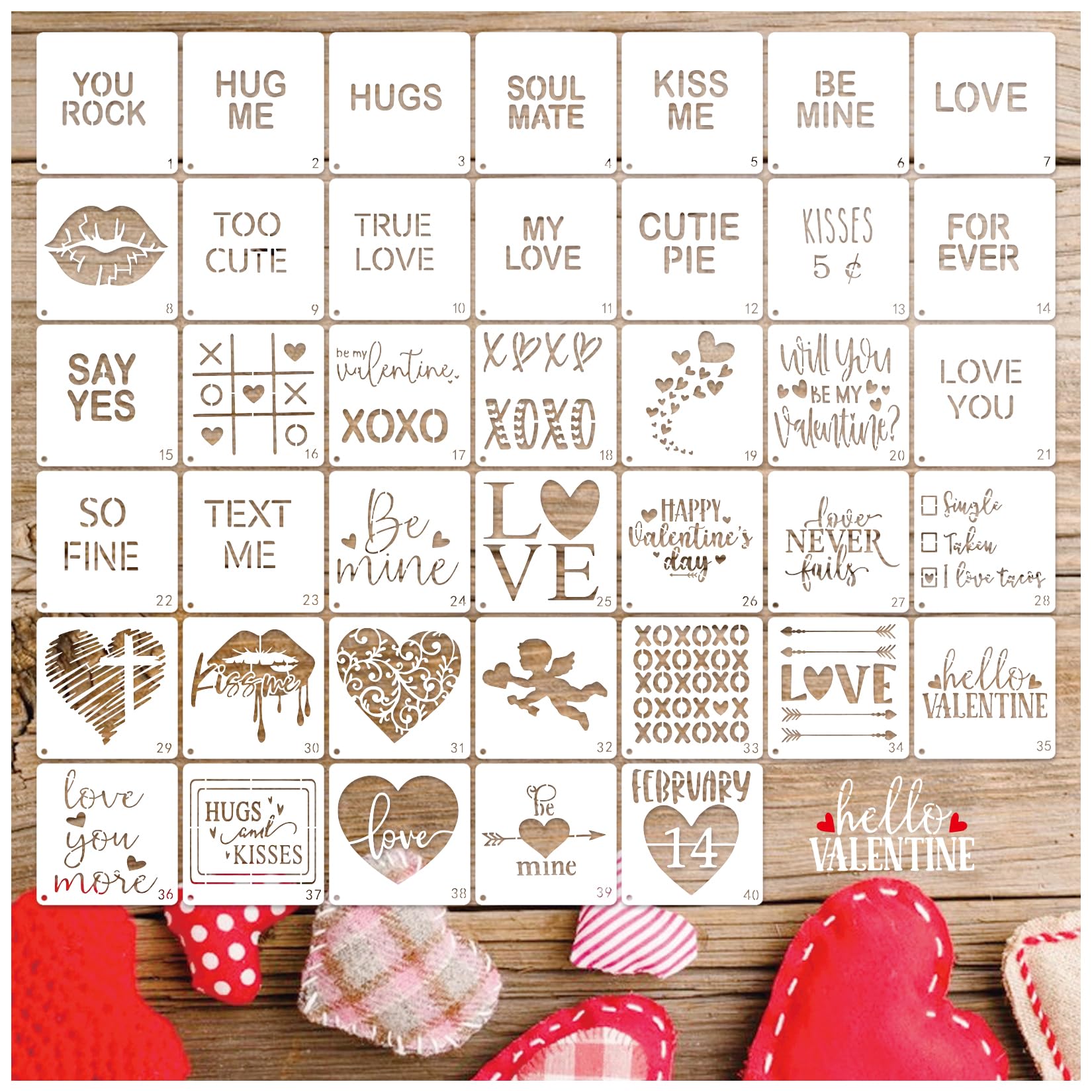 Amazon.com : 40pcs Small Valentine Stencils for Cookies Conversation ...