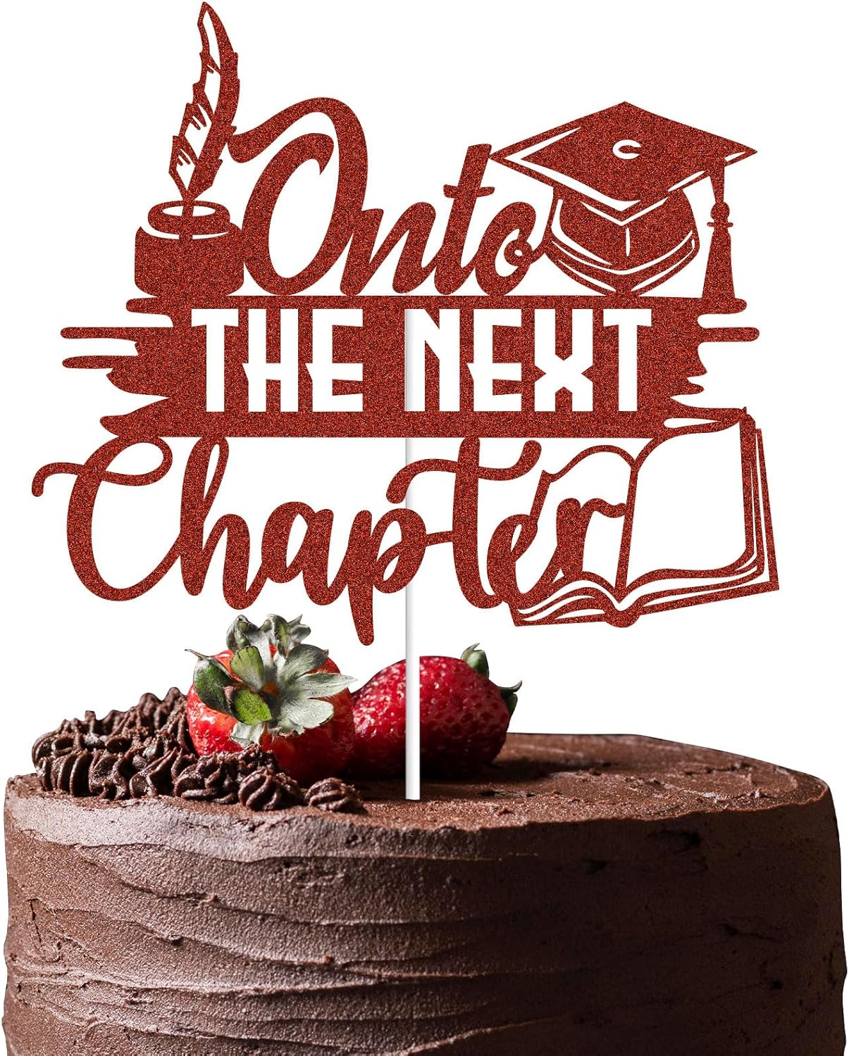 Amazon.com: Onto The Next Chapter Cake Topper Glitter The Beginning of ...
