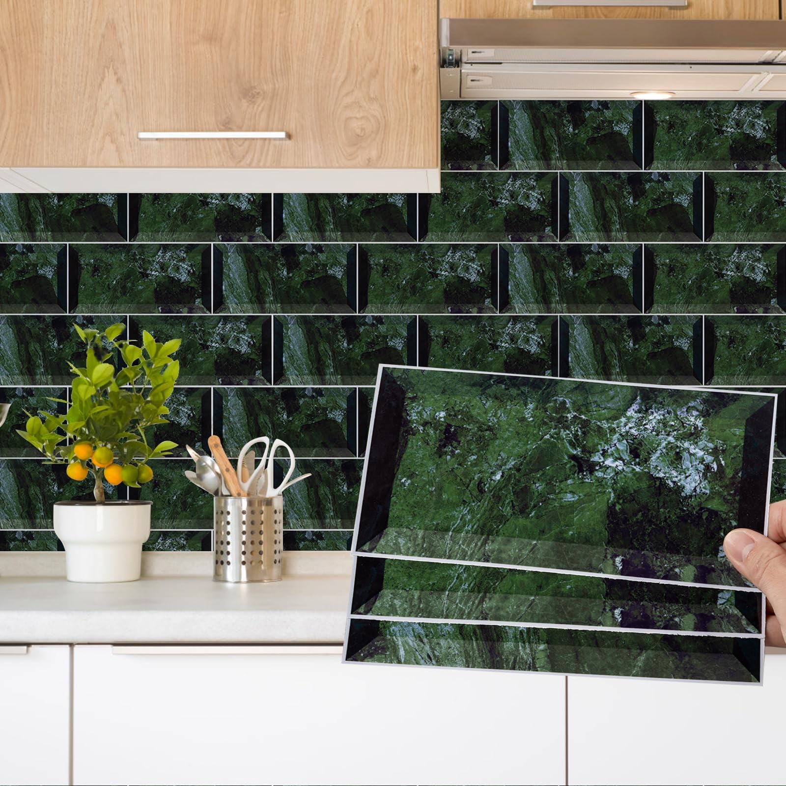 Decoroom Tile Stickers Black 12pcs/15x30cm Brick Self Adhesive Wall ...