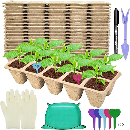 Amazon.com : TIROTECHS Peat Pots - Biodegradable Seed Starter Tray Kit ...