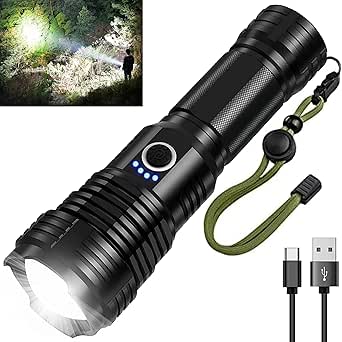 kwznob Flashlights LED High Lumens Rechargeable, 90000 Lumens Super ...