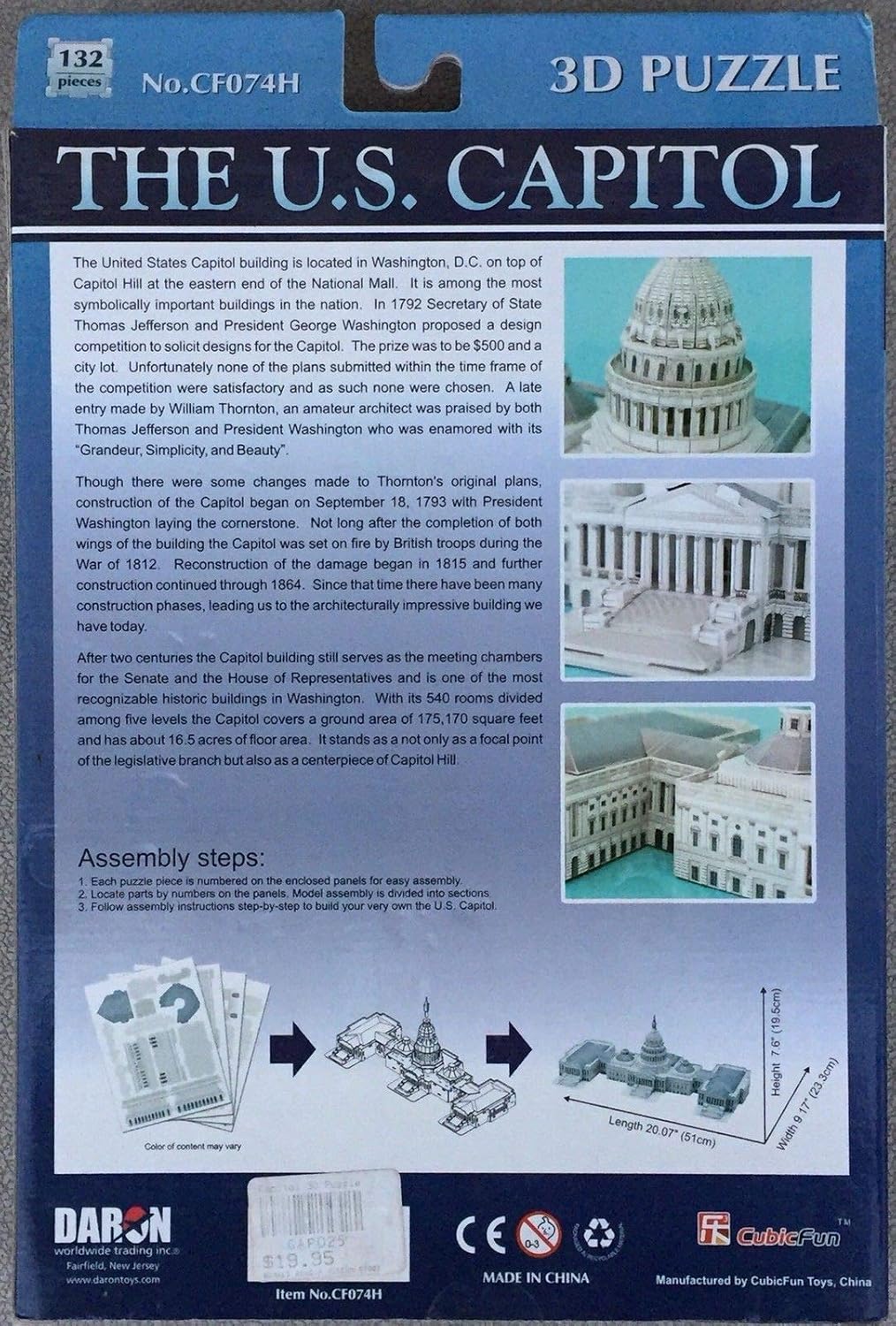 Puzle 3D del edificio del capitolio de los EEUU 132 piezas – Yaxa Costa ...