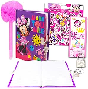 Amazon.com: Classic Disney Minnie Mouse Diary and Pen Set ~ 3 Pc Bundle ...