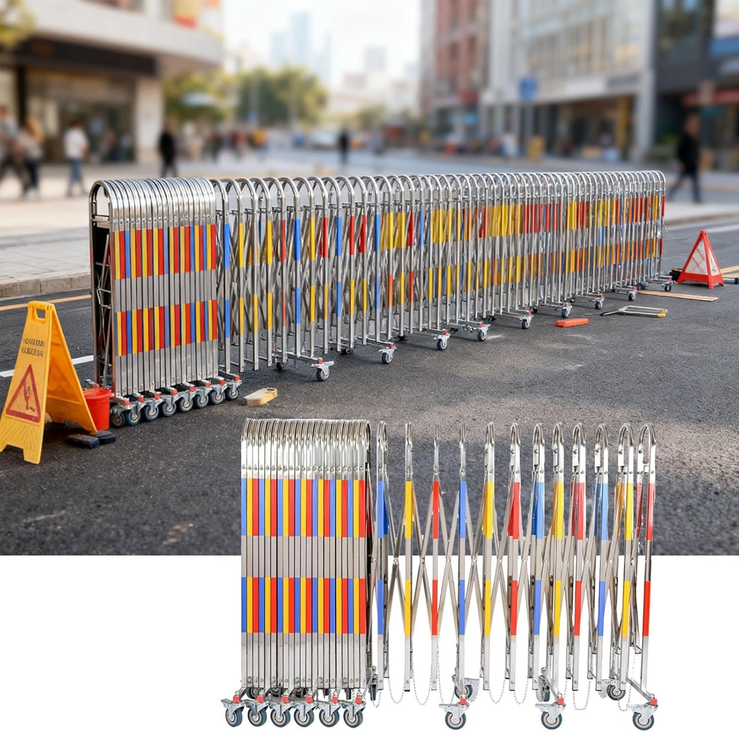 Portable Stainless Steel Barrier Door, 3.6ft x 9.8ft Expandable ...