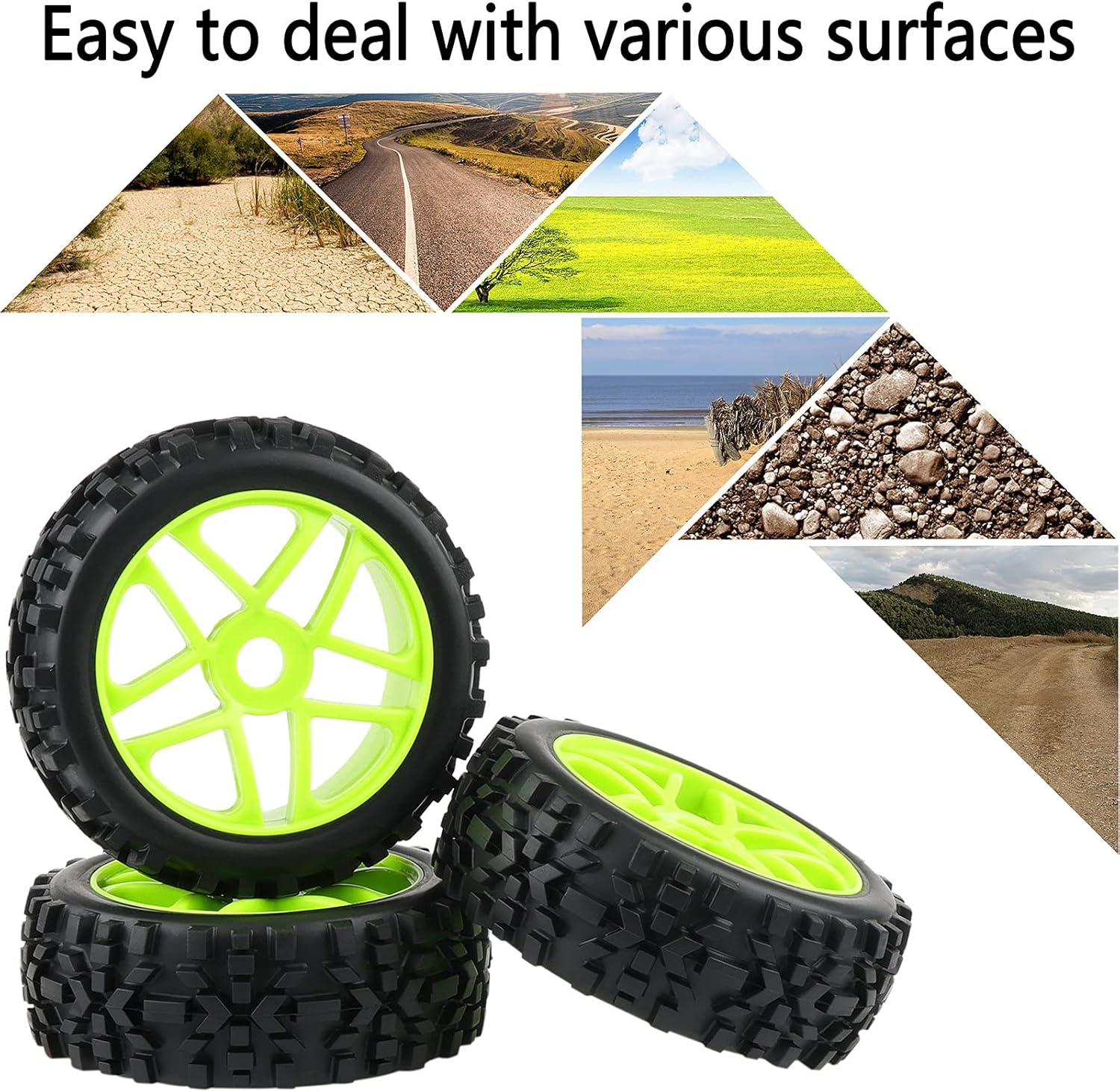 Tyre Black Rc Car Tires 4pcs 48mm 1:10 Simulation Rubber Wheel Tire ...