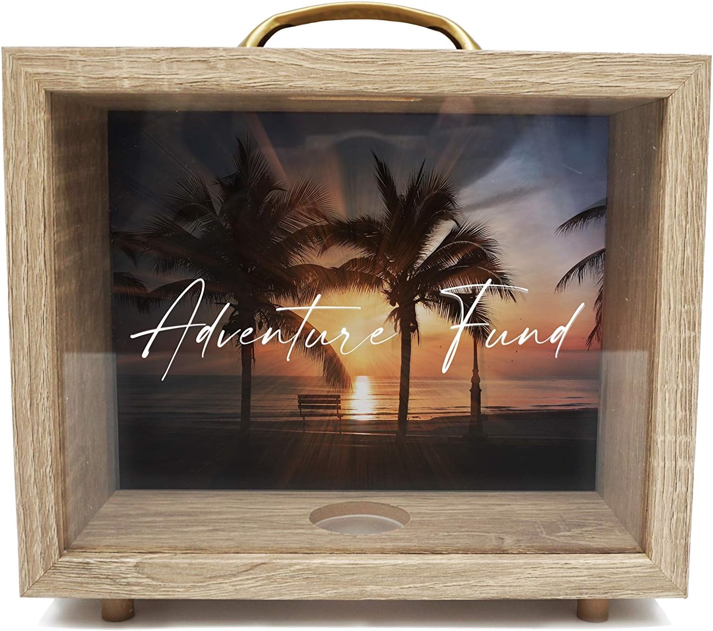 Wooden Coin Bank Travel Fund Piggy Bank: Wooden Suitcase Bank Tip Jar ...