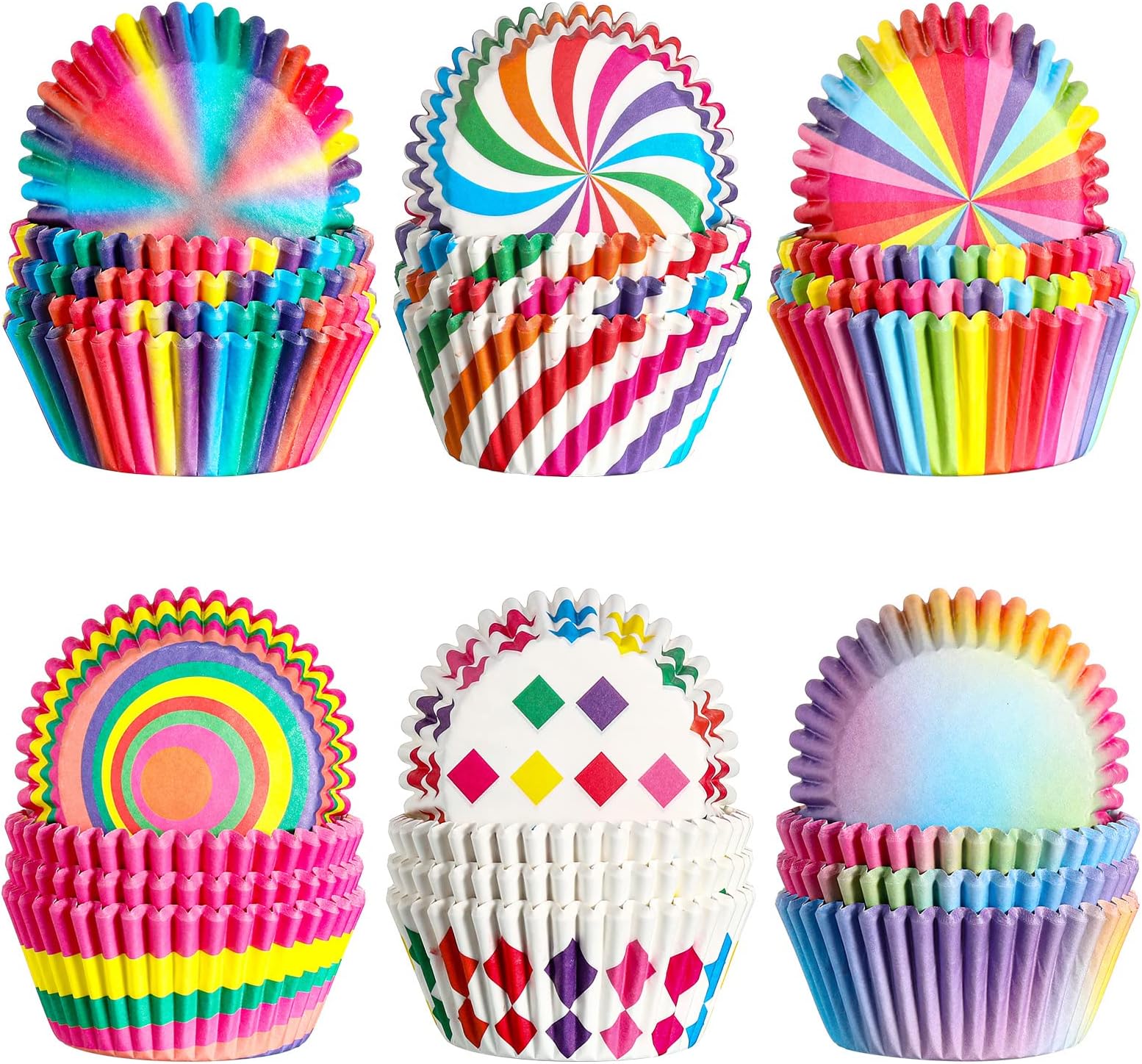 Amazon.com: WARMBUY Rainbow Cupcake Papers Baking Cup Liners, 300 Pcs ...