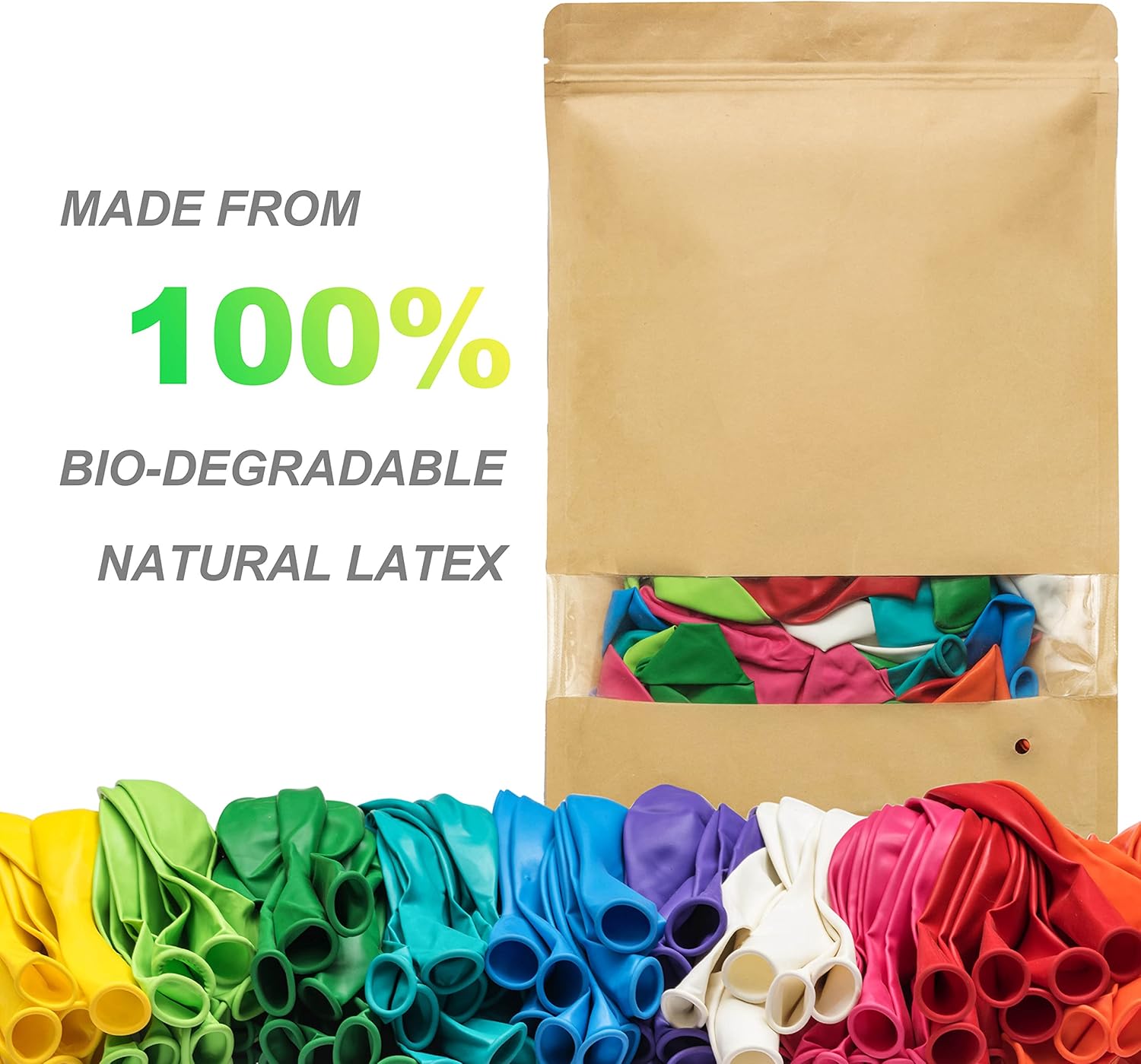 Artier 30 Biodegradable Balloons Multicoloured Balloons In 10 Colours ...