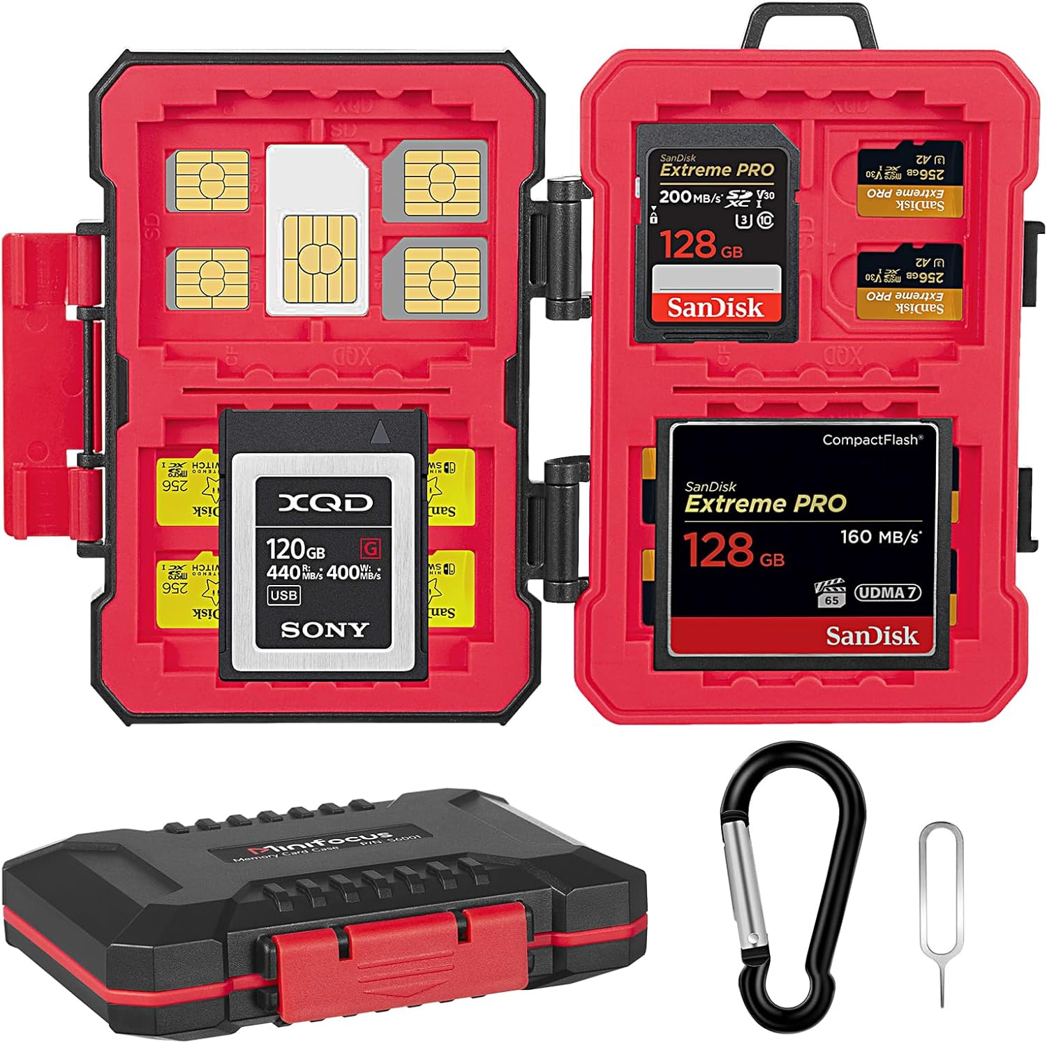 Amazon.com: MINIFOCUS 29 Slots SD Card Holder Case, Memory Card Case ...