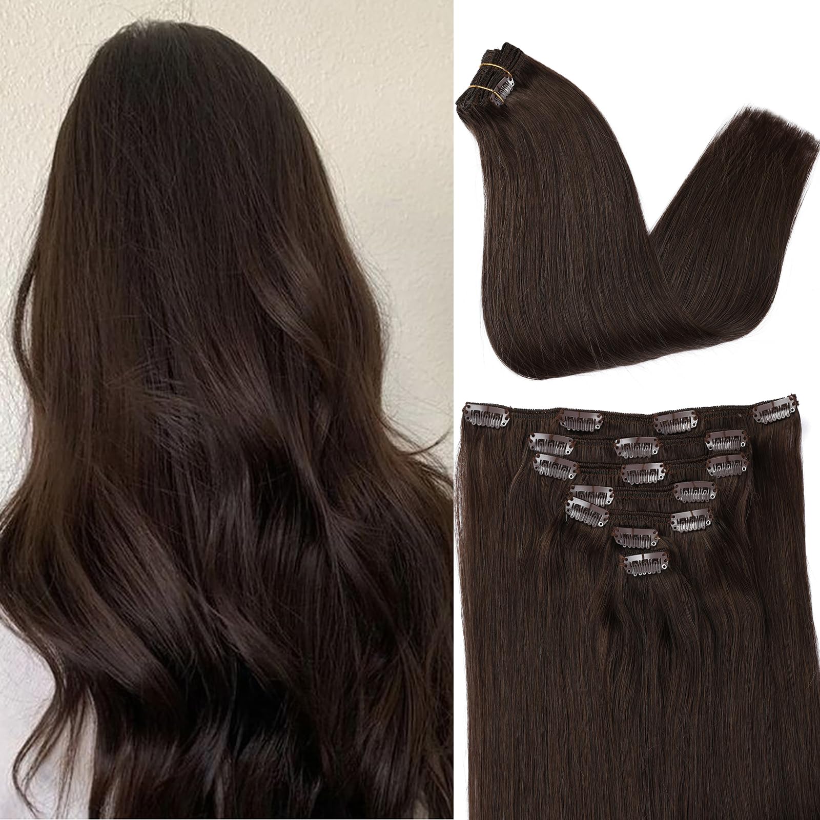 Amazon.com : ORIGEN Clip in Hair Extensions Real Human Hair Clips ins ...