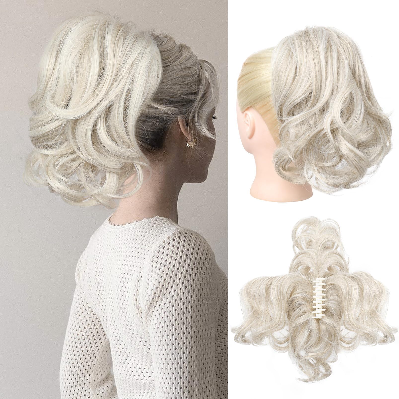 Amazon.com : HOOJIH Claw Clip in Ponytail Extension, 9 Inch Short ...