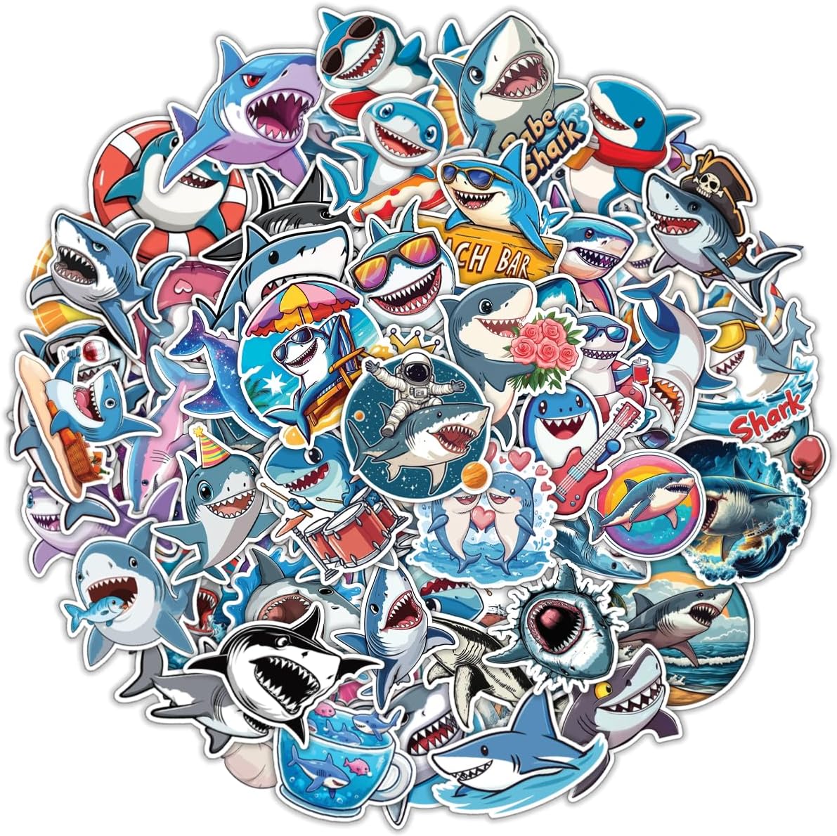 Amazon.com: SEEYEON 200Pcs Shark Stickers for Kids Adults, Waterproof ...
