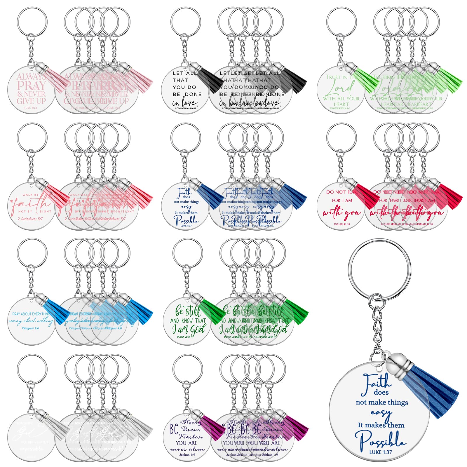 Unittype Inspirational Acrylic Keychain with Tassels Key Rings ...