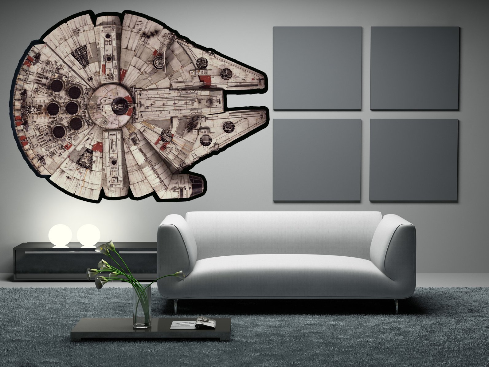 Buy PillowFigtArt Millennium Falcon Wall Decal, Millennium Falcon Decal ...