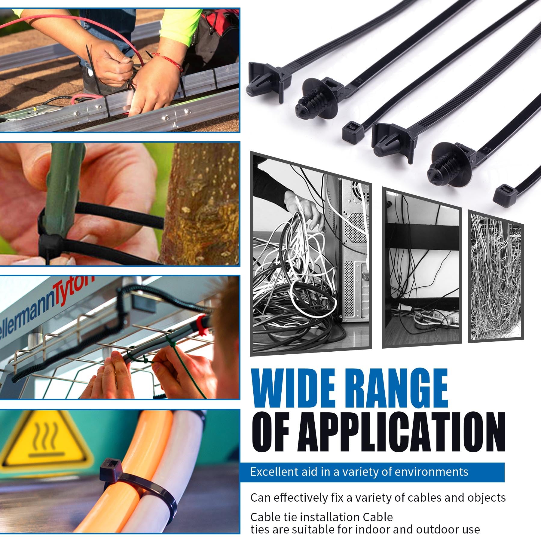 Snapklik.com : CIOM 150pcs Push Mount Cable Zip Tie