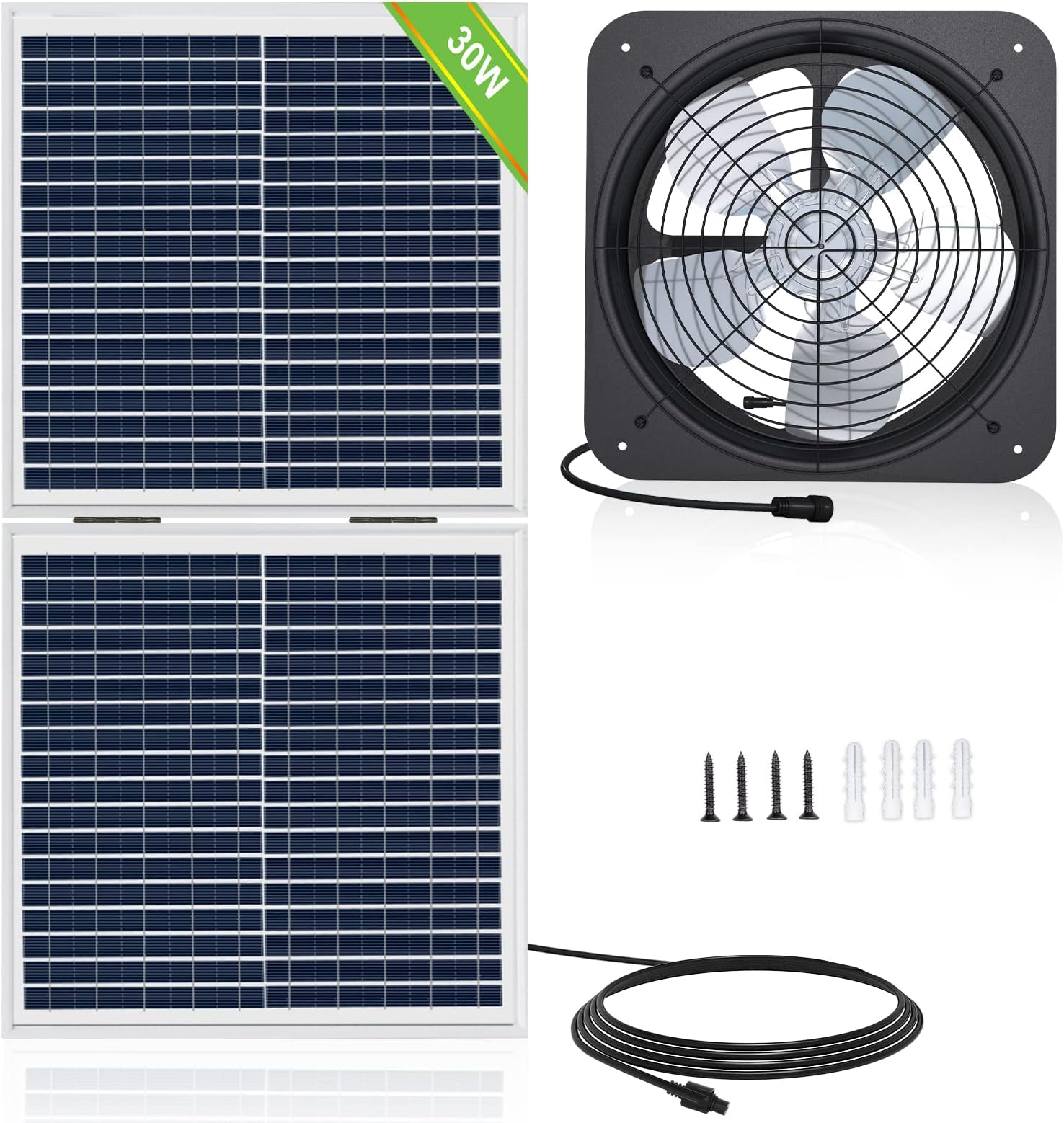 ECO-WORTHY 25W Solar Powered Attic Ventilator Gable Roof Vent Fan with ...