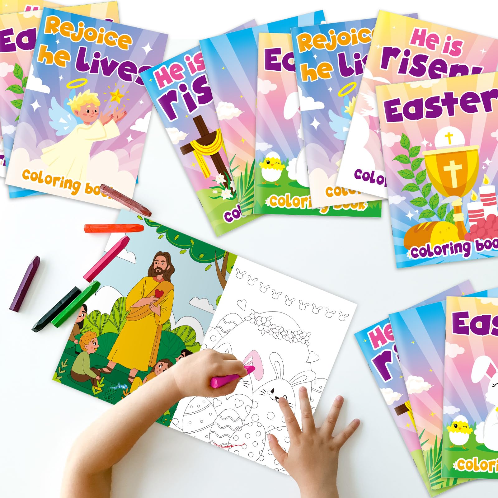 Snapklik.com : 24 Pcs Christian Easter Coloring Books Religious He Is ...