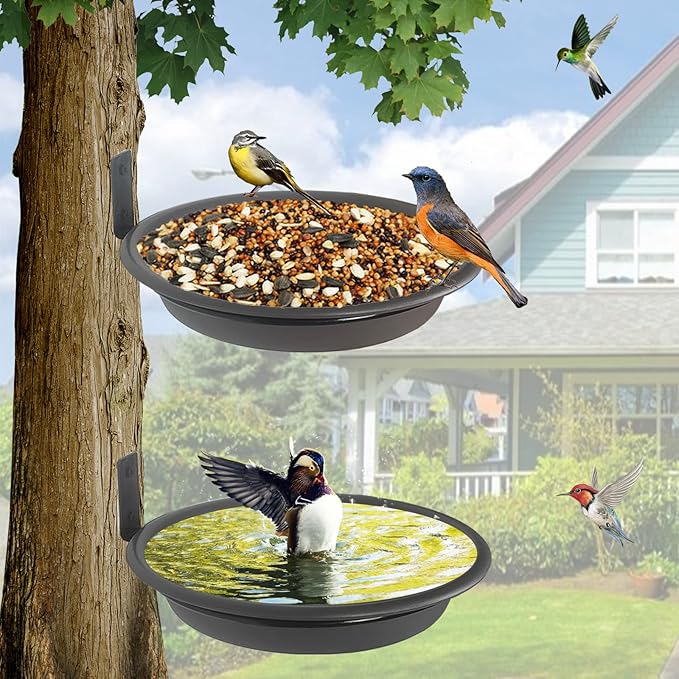 Amazon.com : 2 Bird Feeders Tree Mounted with Heavy Duty Sturdy Steel ...