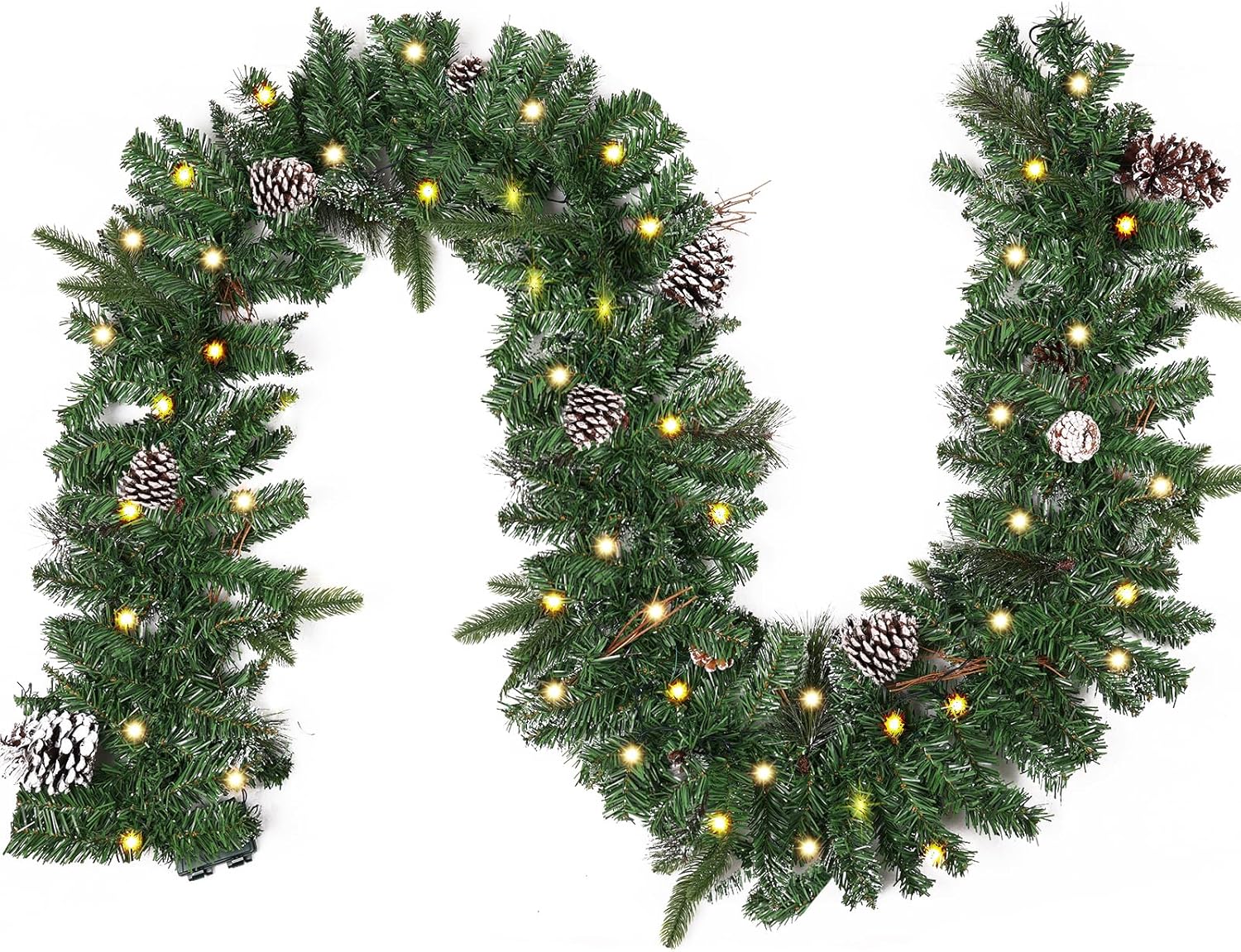 Amazon.com: 9 Ft Prelit Artificial Christmas Garlands with 50 Lights Battery Operated Timer 8 ...