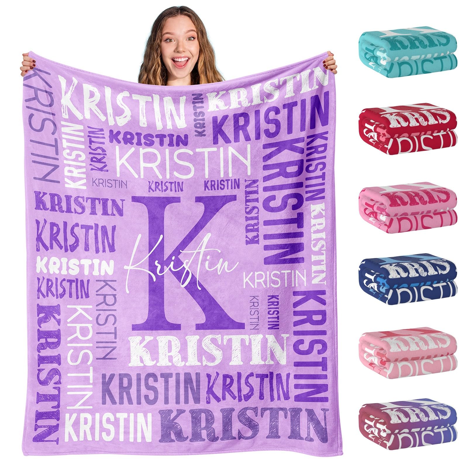 Amazon.com: Custom Blanket with Name, Personalized Purple Blankets and ...
