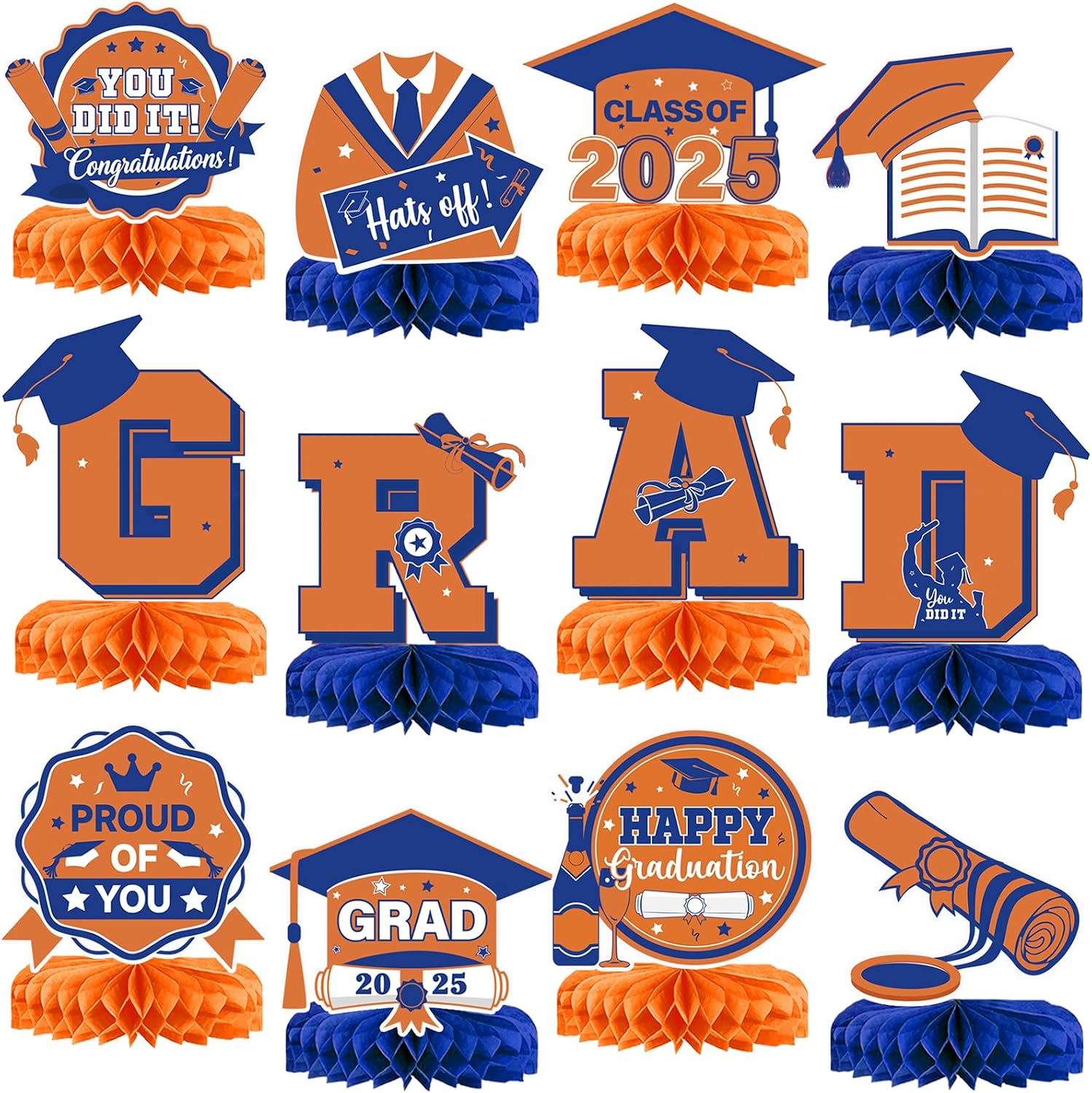 Amazon.com: Blue and Orange Graduation Table Decorations 2025 ...