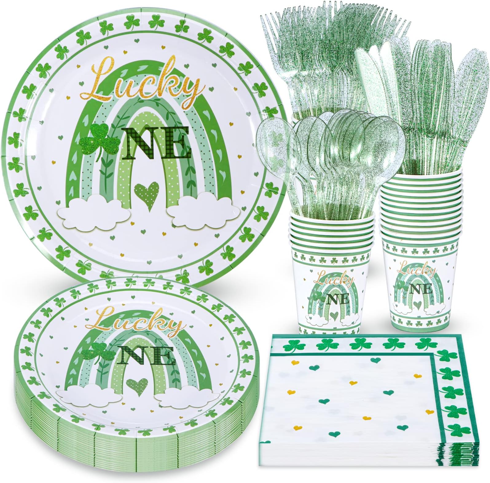 Amazon.com: Atonofun Lucky One Birthday Party Supplies, St. Patrick's ...