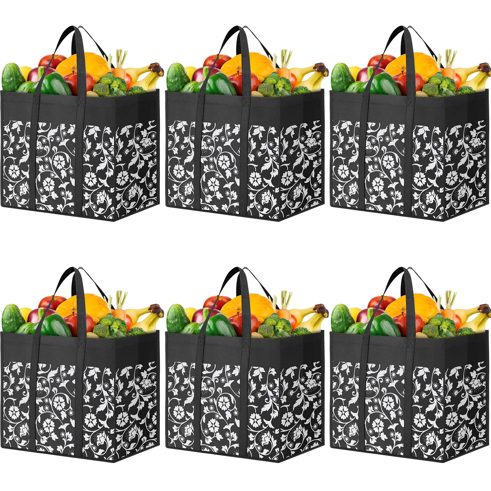Amazon.com: WOWBOX Reusable Grocery Bags Foldable Tote Bags bulk with ...