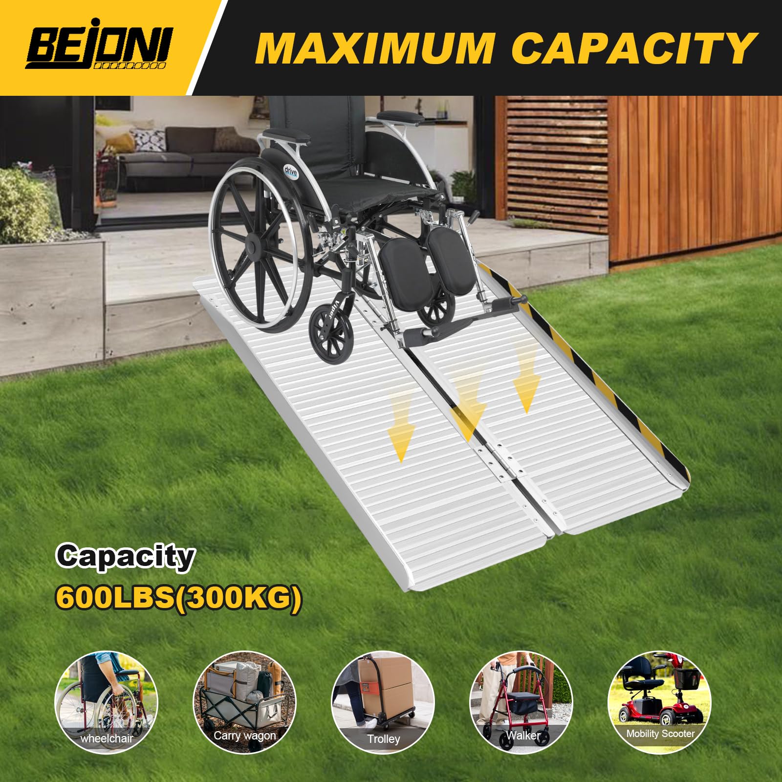 Snapklik.com : Portable Wheelchair Ramp 3FT, Aluminum Folding Handicap ...