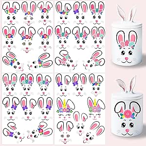 Amazon.com: 32 Pcs Easter Bunny Face Vinyl Decals, DIY Craft Vinyl Art ...