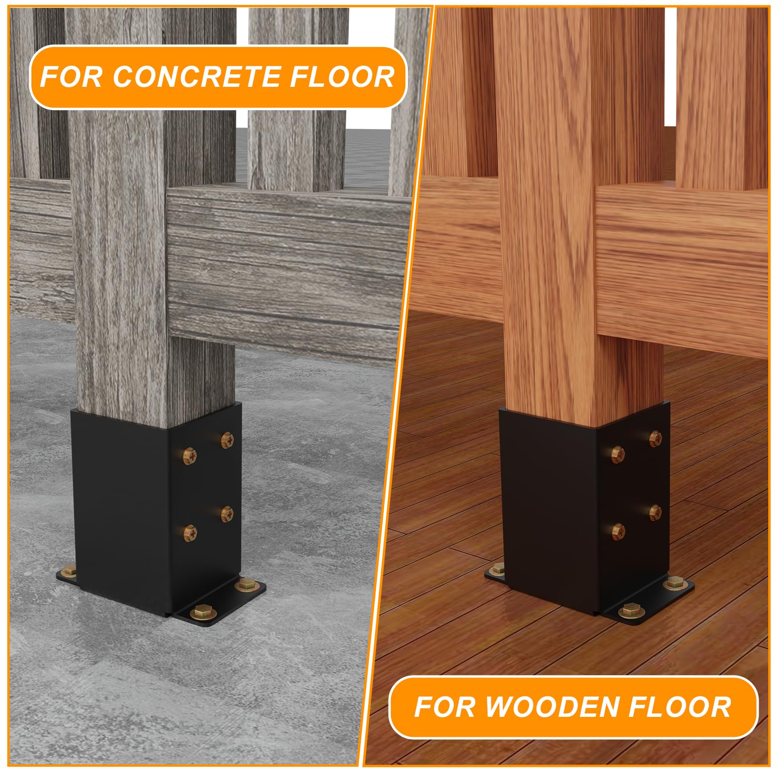 Snapklik.com : 4x4 Post Base 4PCS, Inner Size 3.5x3.5 Inch Fence Post ...